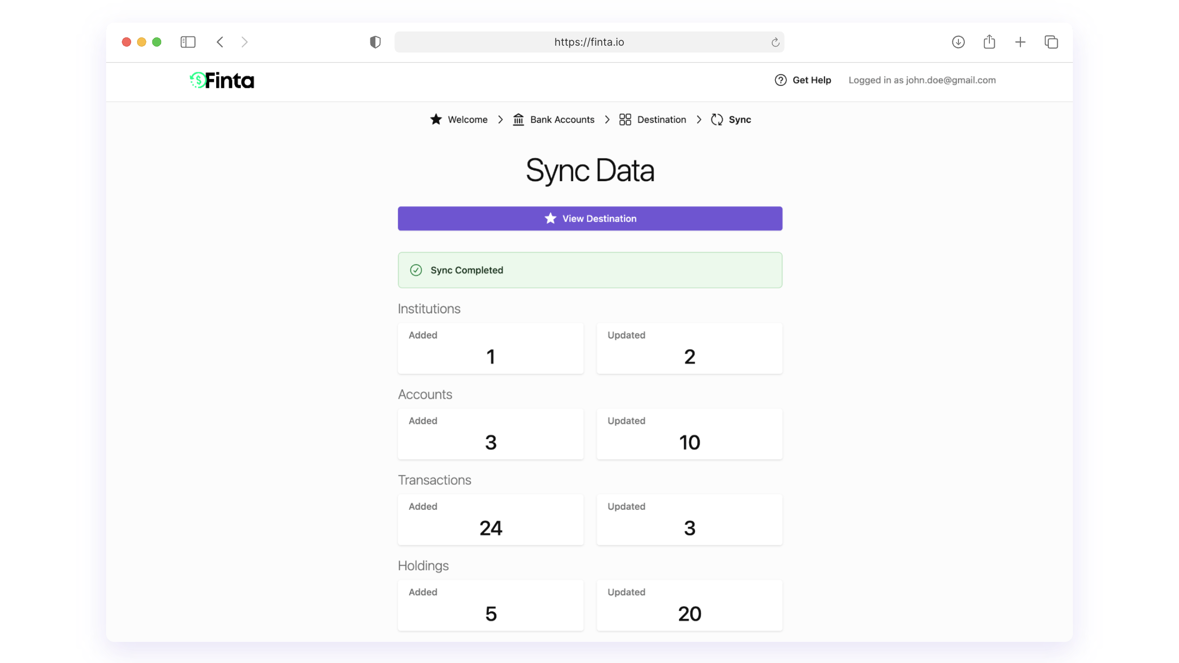 Finta - Sync your financial data to your favorite apps